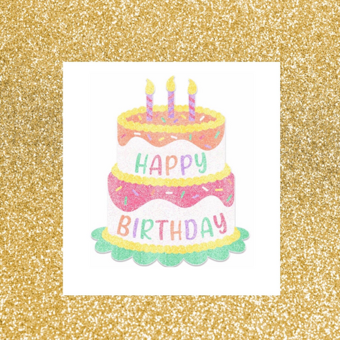 Sparkly Happy Birthday Teired Cake Sign Decoration - Wreath Attachment ...